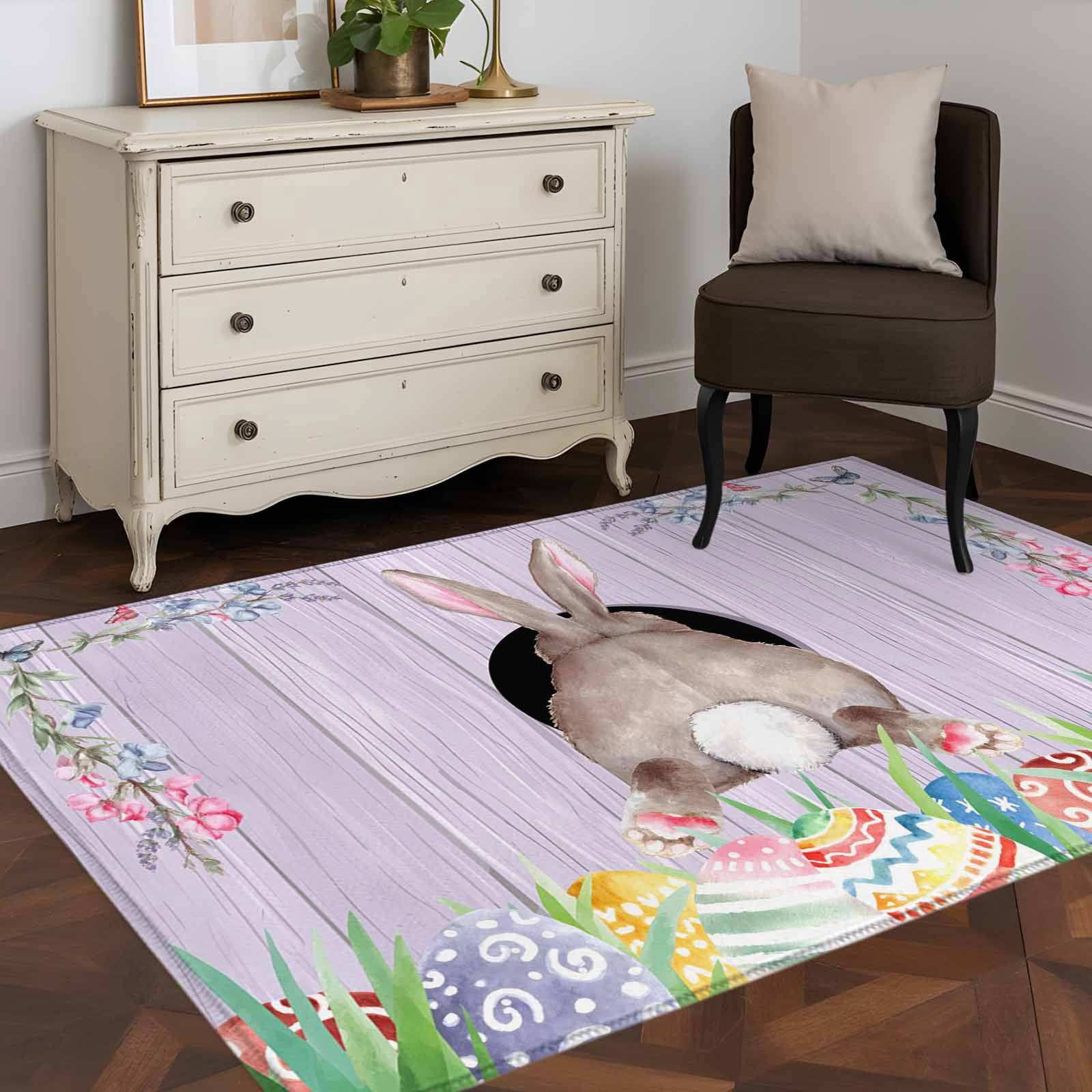 3'x5' Area Rugs, Easter Bunny Indoor Outdoor Area Rug for Living Room ...