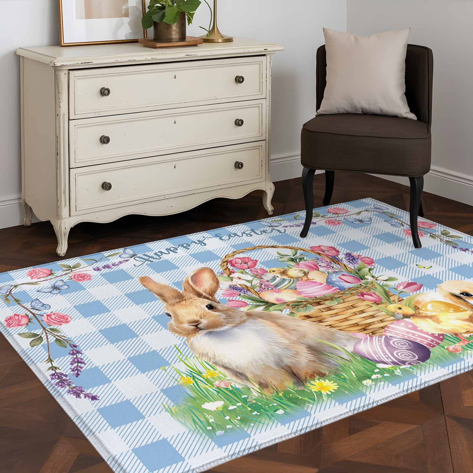 3'x5' Area Rugs, Easter Bunny Indoor Outdoor Area Rug for Living Room ...