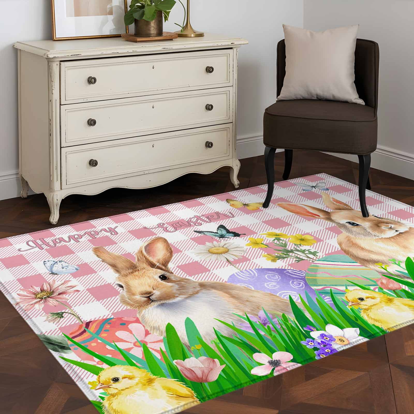 3'x5' Area Rugs, Easter Bunny Indoor Outdoor Area Rug for Living Room ...