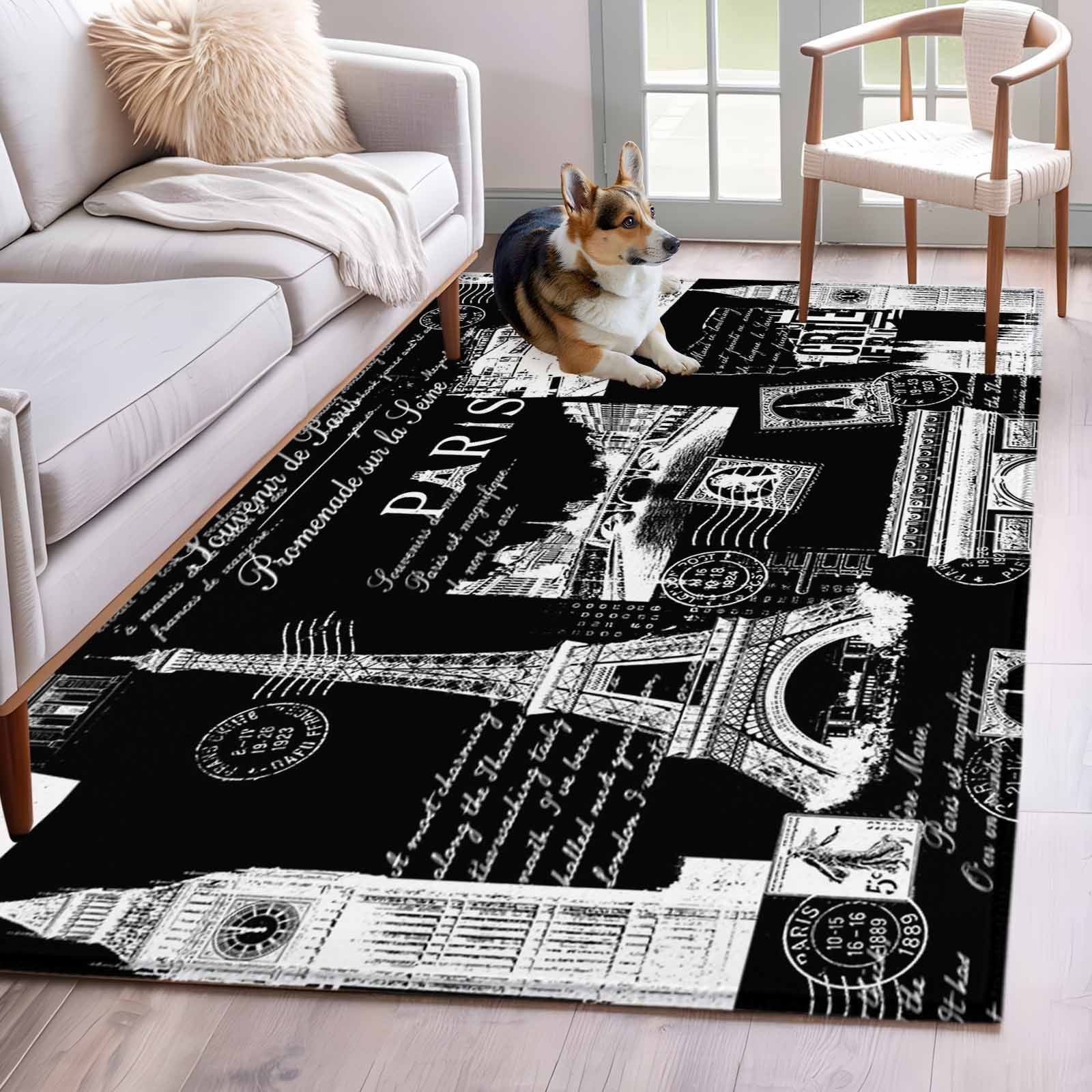 3'x5' Area Rugs, Eiffel Tower Indoor Outdoor Area Rug for Living Room ...