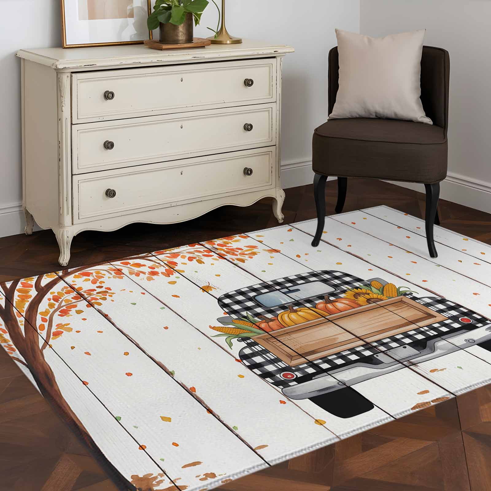 3'x5' Area Rugs, Fall Truck Indoor Outdoor Area Rug for Living Room ...