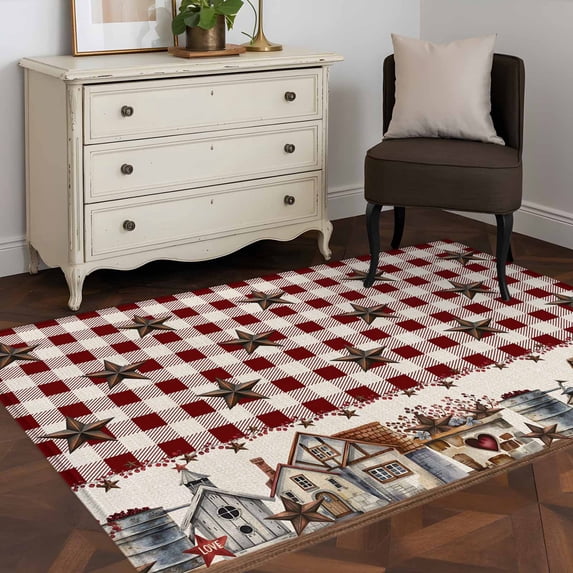 3'x5' Area Rugs, Farm Red Indoor Outdoor Area Rug for Living Room ...