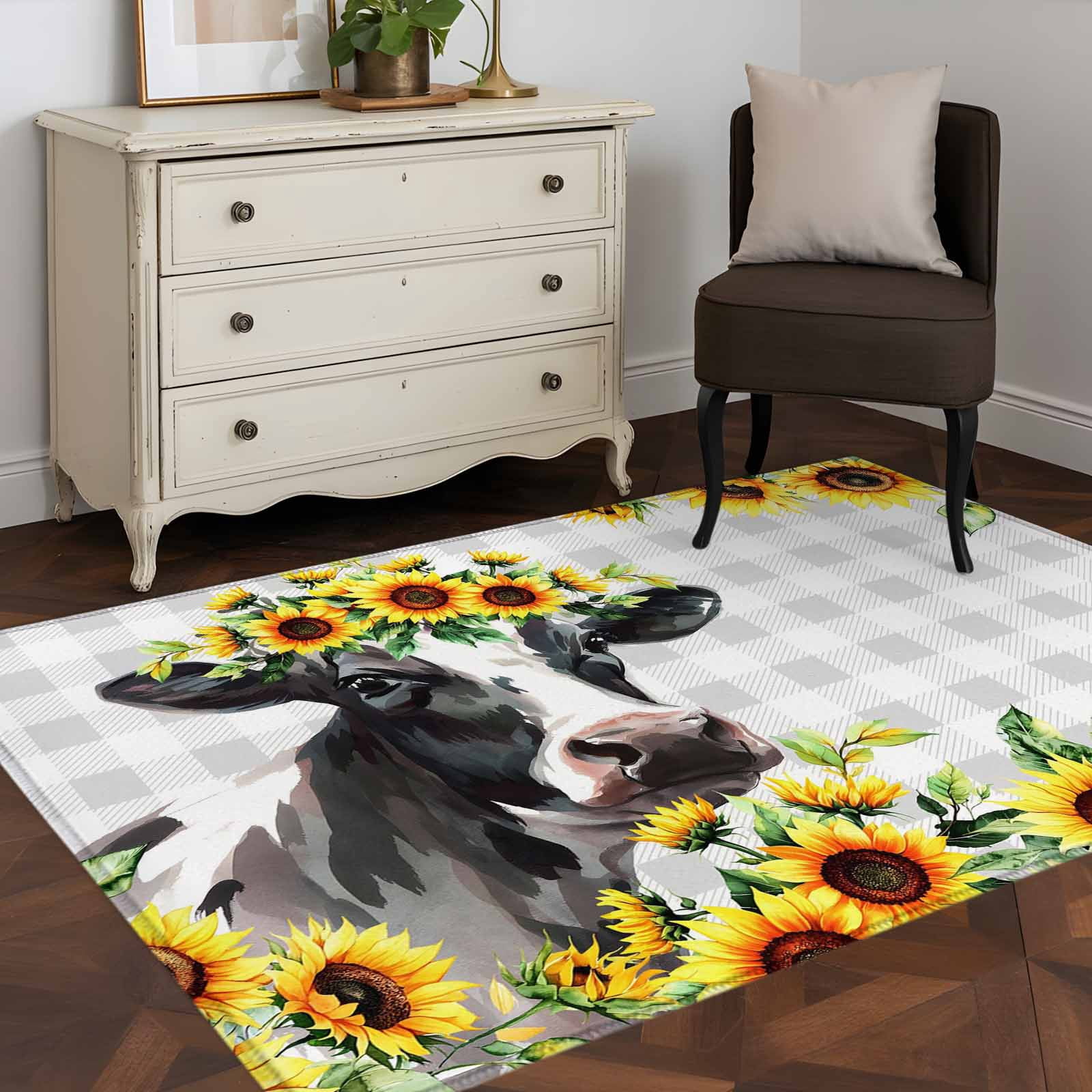 3'x5' Area Rugs, Farmhouse Cow Indoor Outdoor Area Rug for Living Room ...