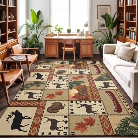 3'x5' Area Rugs, Farmhouse Deer Indoor Outdoor Area Rug for Living Room ...