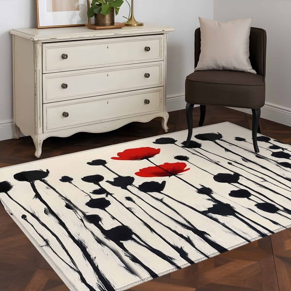 3'x5' Area Rugs, Farmhouse Flowers Indoor Outdoor Area Rug for Living ...