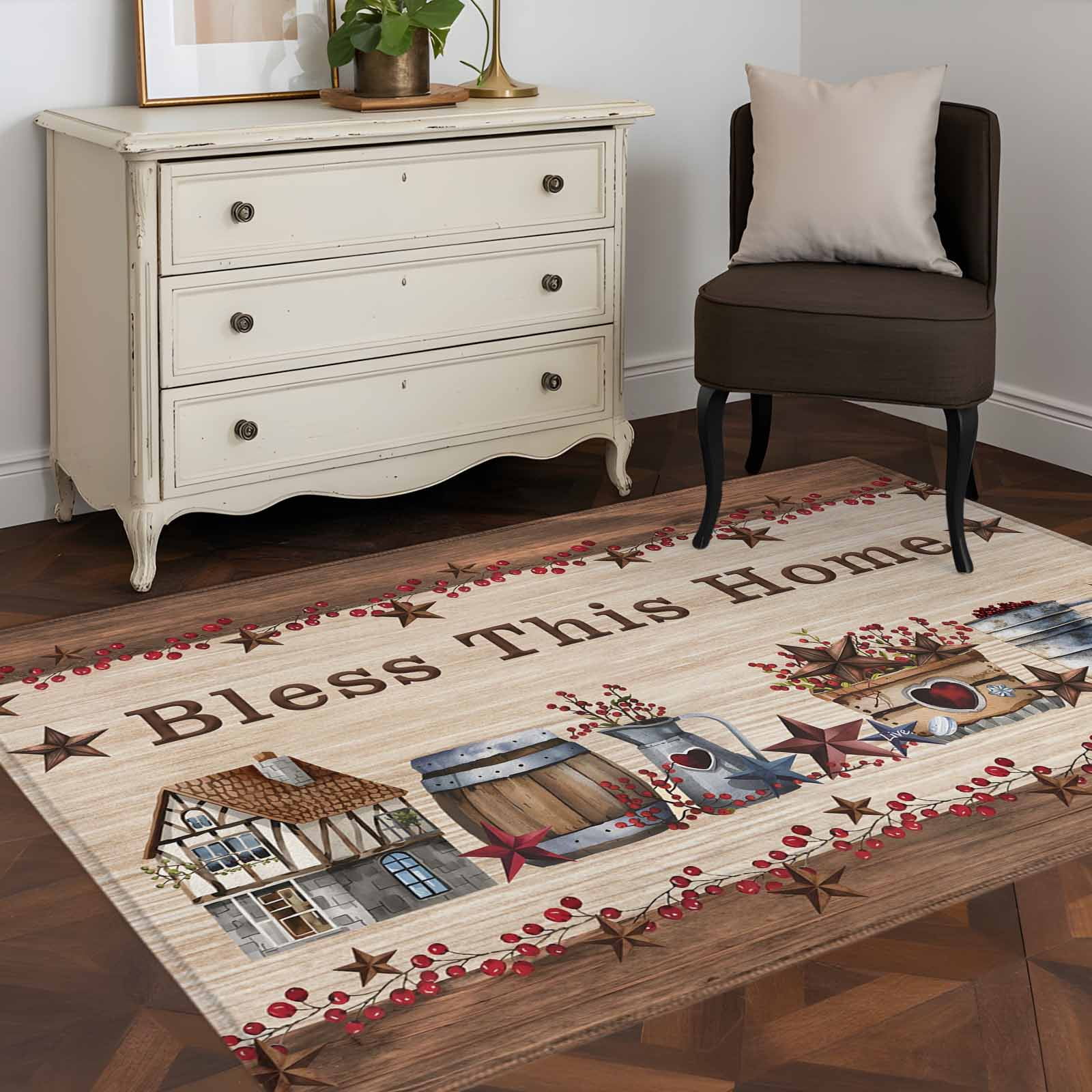 3'x5' Area Rugs, Farmhouse Indoor Outdoor Area Rug for Living Room ...