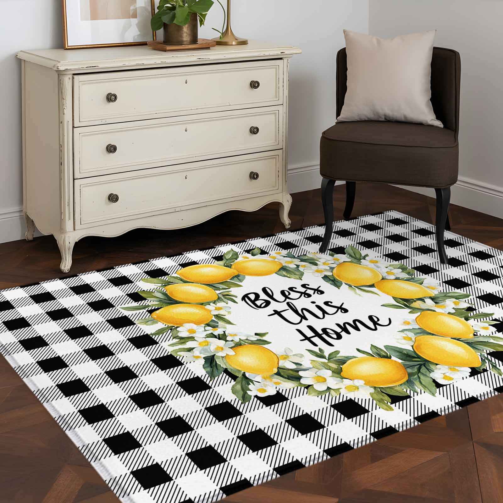 3'x5' Area Rugs, Farmhouse Lemon Indoor Outdoor Area Rug for Living ...