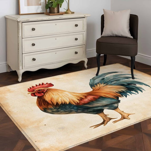 3'x5' Area Rugs, Farmhouse Rooster Indoor Outdoor Area Rug for Living ...