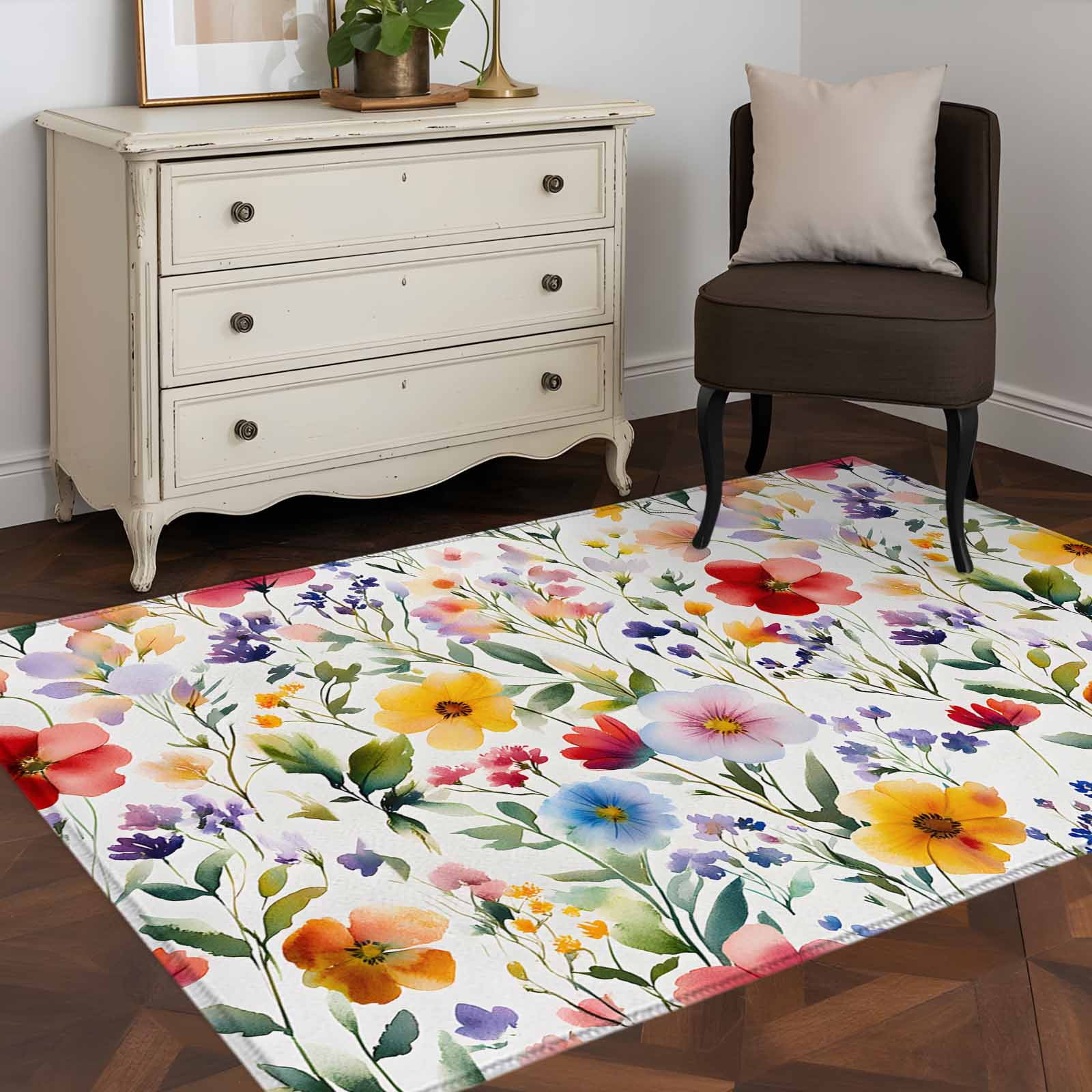 3'x5' Area Rugs, Floral Indoor Outdoor Area Rug for Living Room Bedroom ...