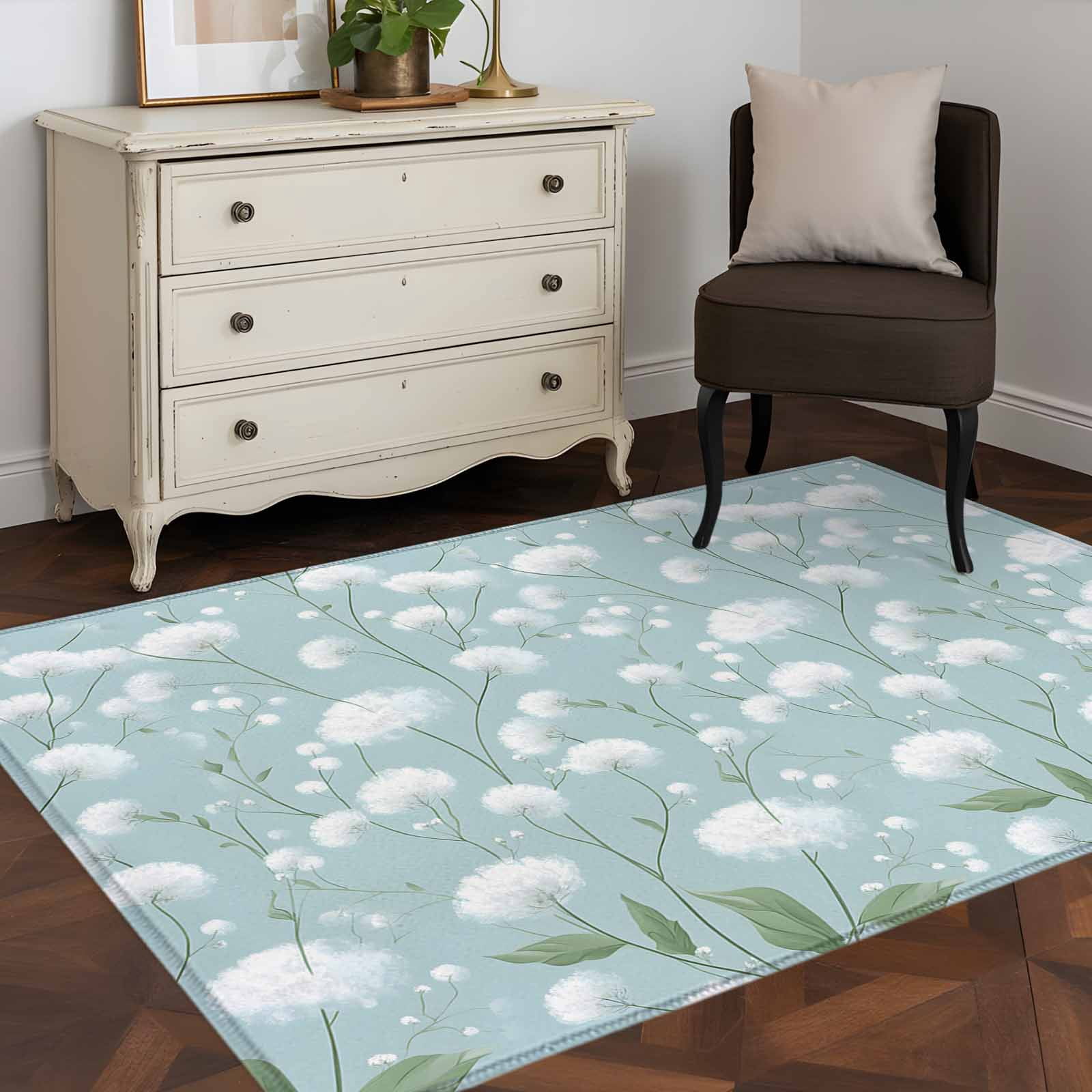 3'x5' Area Rugs, Flowers Plant Indoor Outdoor Area Rug for Living Room ...