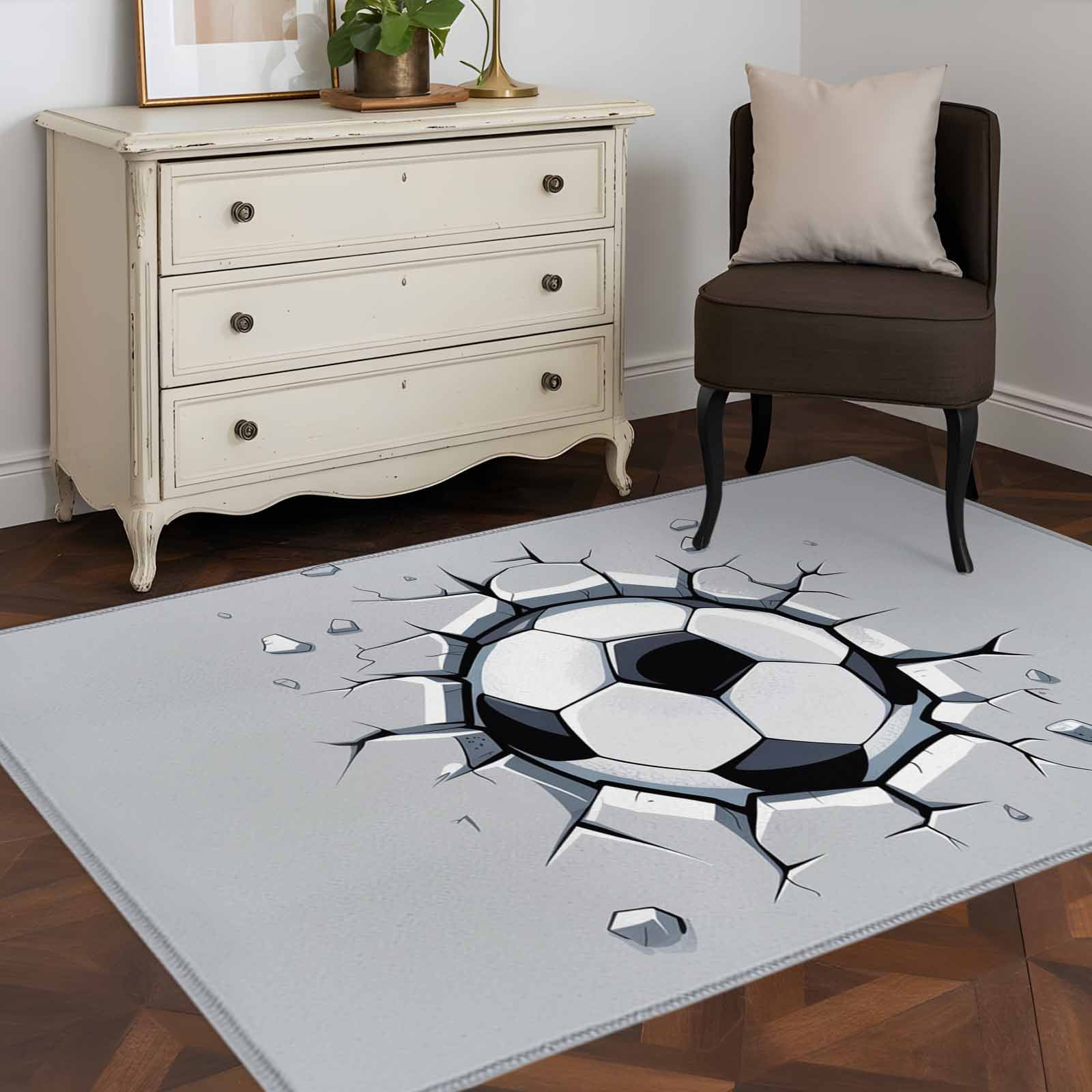 3'x5' Area Rugs, Football Wall Crack Indoor Outdoor Area Rug for Living ...
