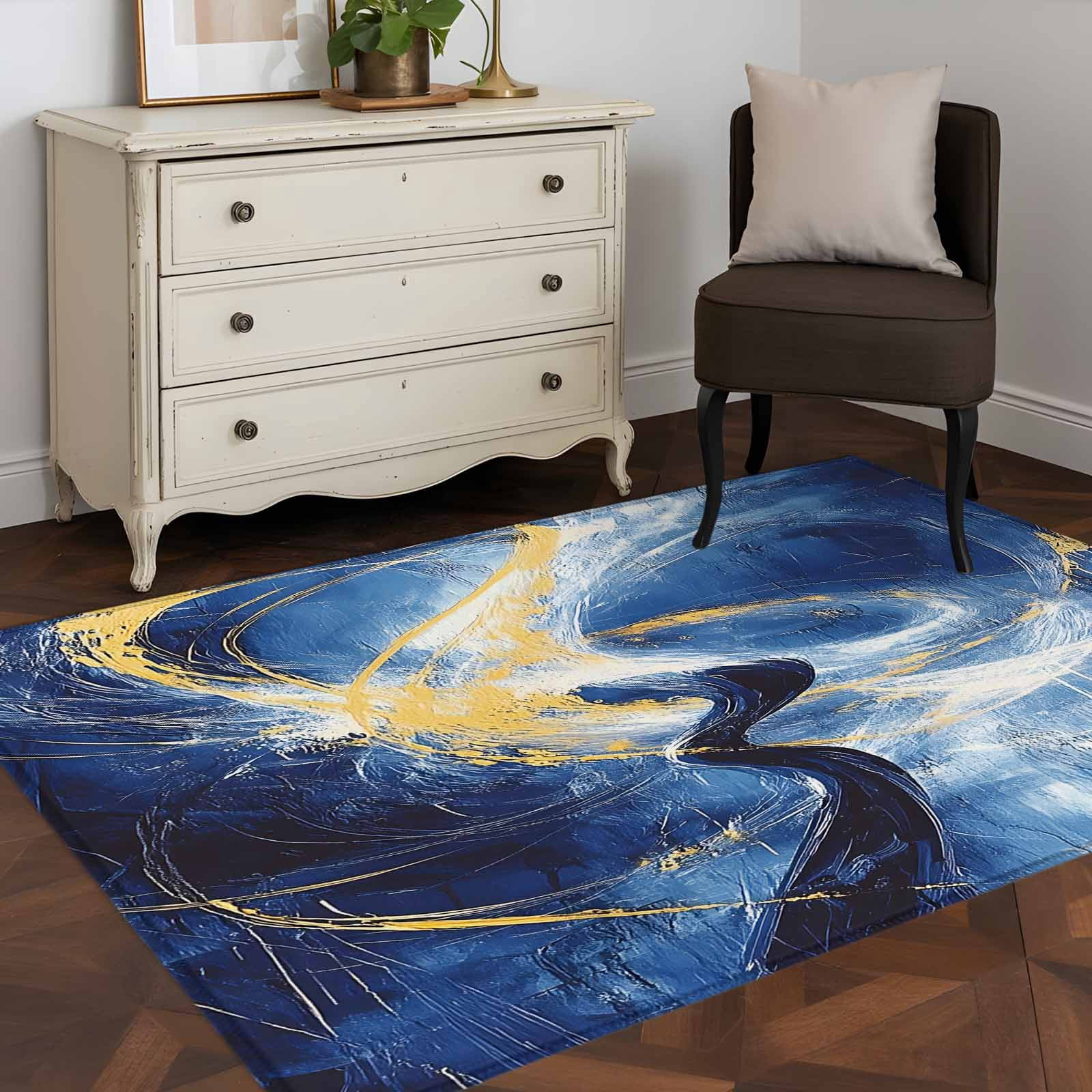 3'x5' Area Rugs, Gold Blue Sky Indoor Outdoor Area Rug for Living Room ...