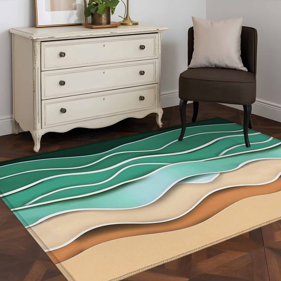 3'x5' Area Rugs, Green Beach Indoor Outdoor Area Rug for Living Room ...