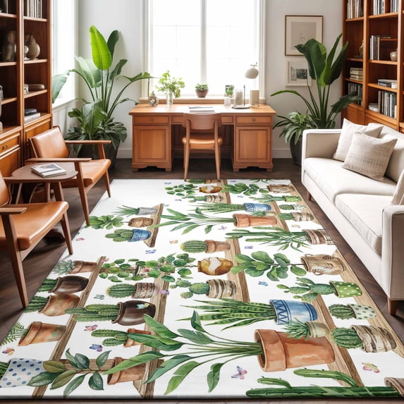 3'x5' Area Rugs, Green Cactus Indoor Outdoor Area Rug for Living Room ...