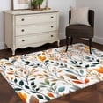 3'x5' Area Rugs, Green Orange Leaves Indoor Outdoor Area Rug for Living ...