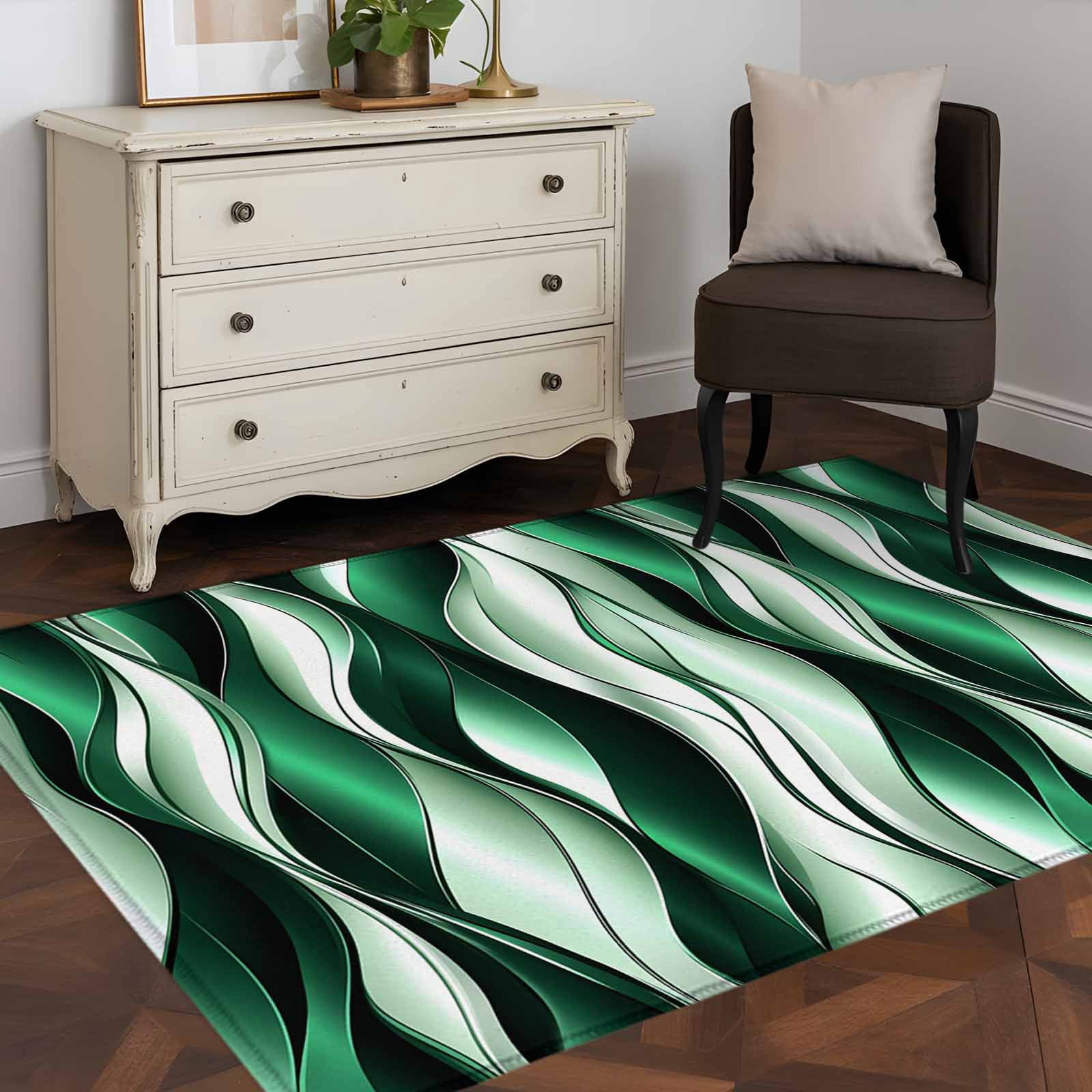 3'x5' Area Rugs, Green Striped Ombre Indoor Outdoor Area Rug for Living ...