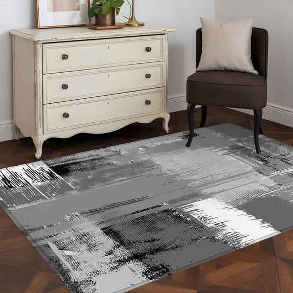 3'x5' Area Rugs, Grey Abstract Indoor Outdoor Area Rug for Living Room ...