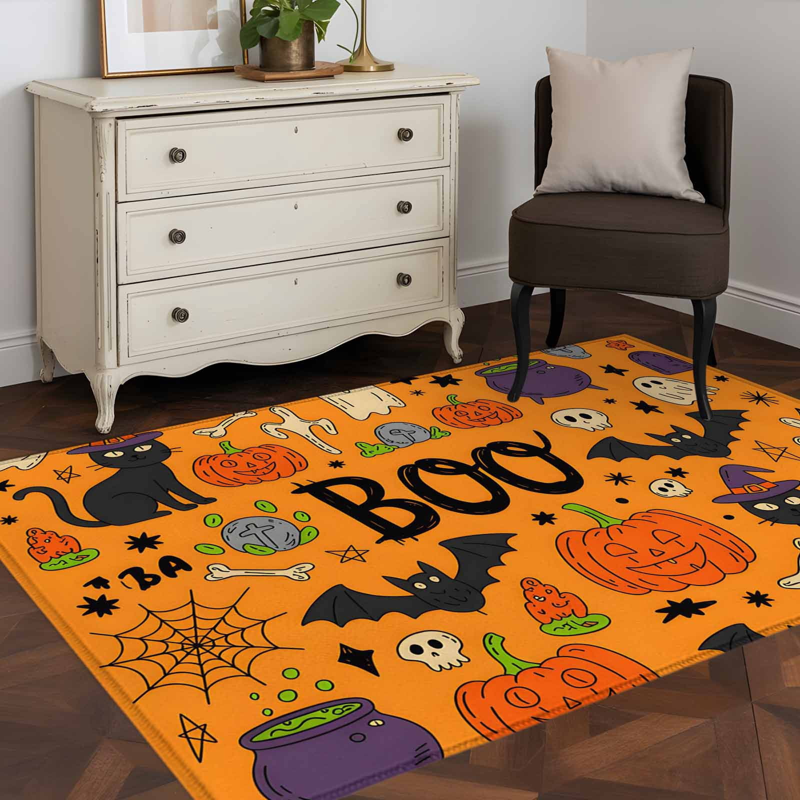 3'x5' Area Rugs, Halloween Indoor Outdoor Area Rug for Living Room ...