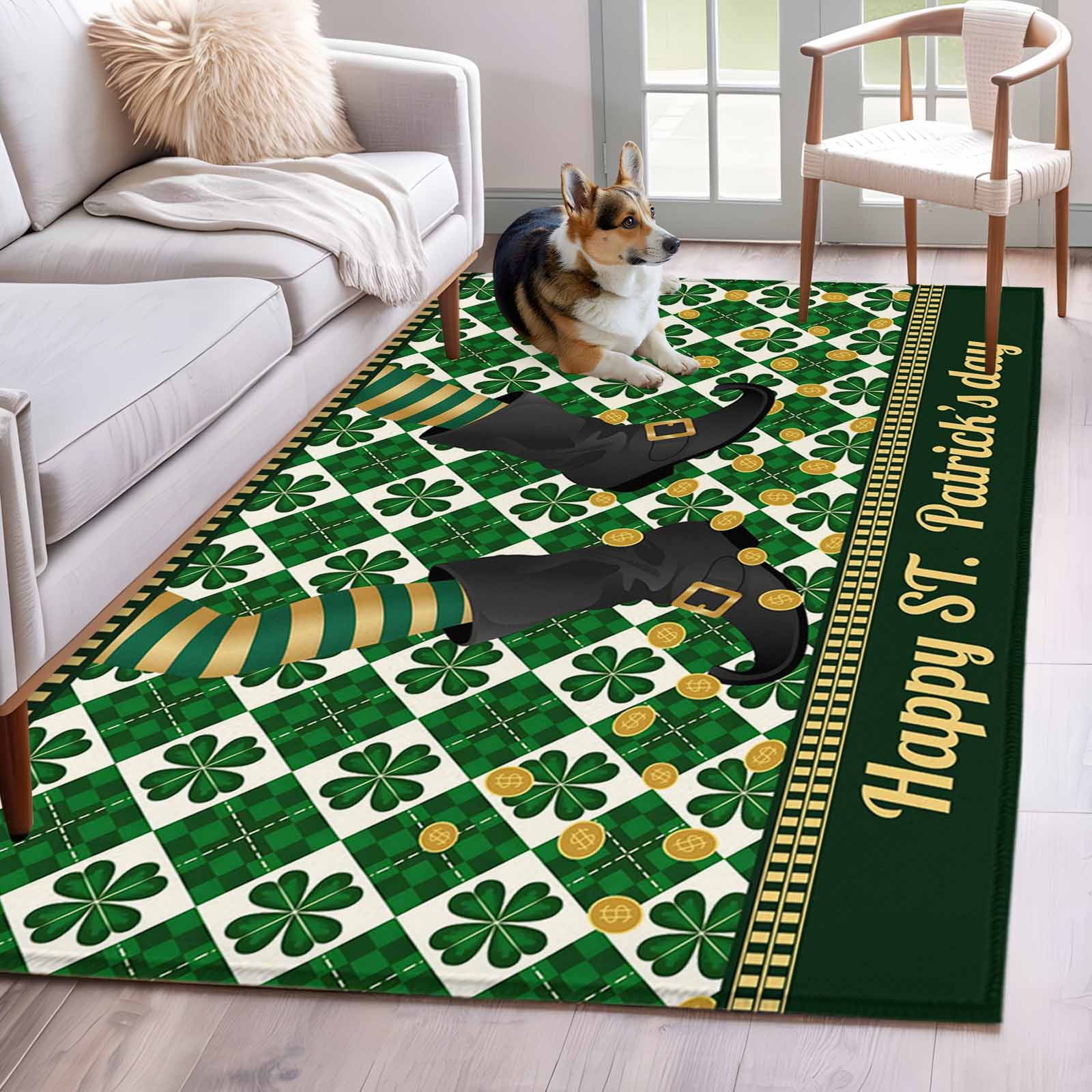 3'x5' Area Rugs, Happy St. Patrick's Indoor Outdoor Area Rug for Living ...
