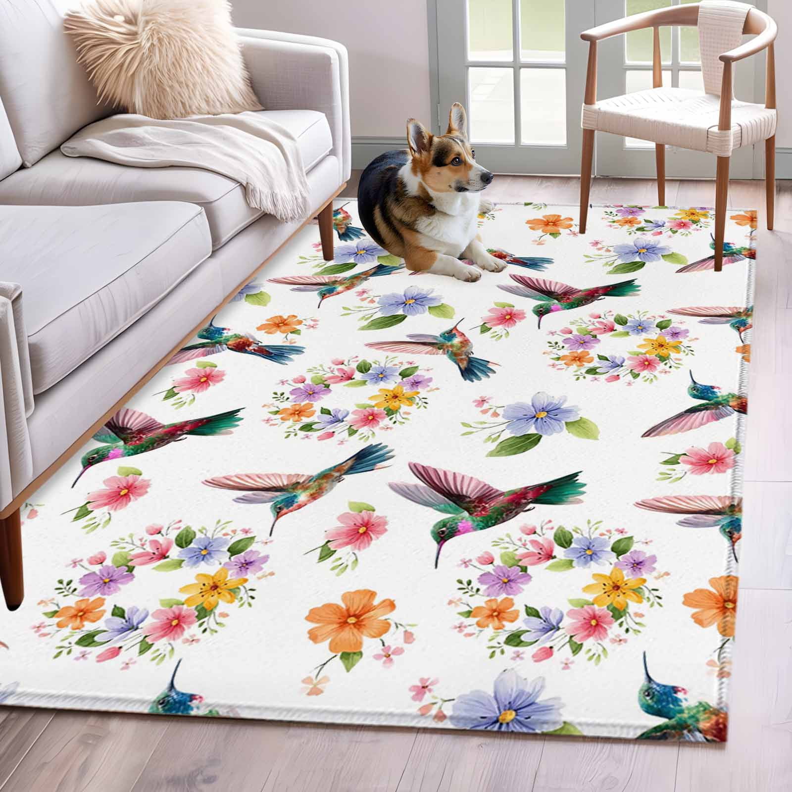 3'x5' Area Rugs, Hummingbirds Indoor Outdoor Area Rug for Living Room ...