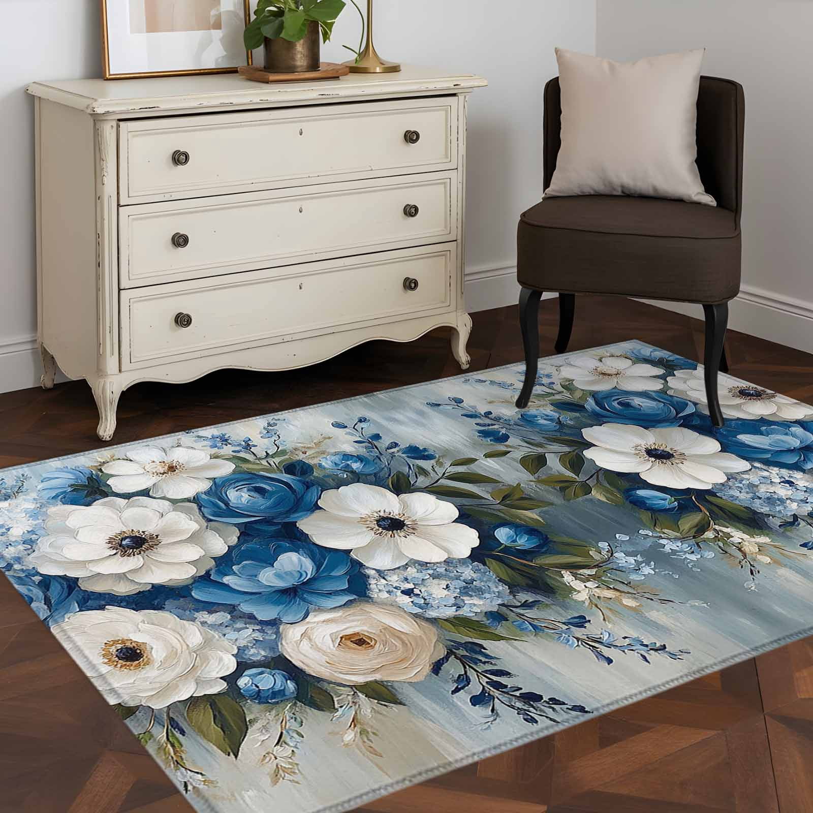 3'x5' Area Rugs, Hydrangeas Flower Indoor Outdoor Area Rug for Living ...