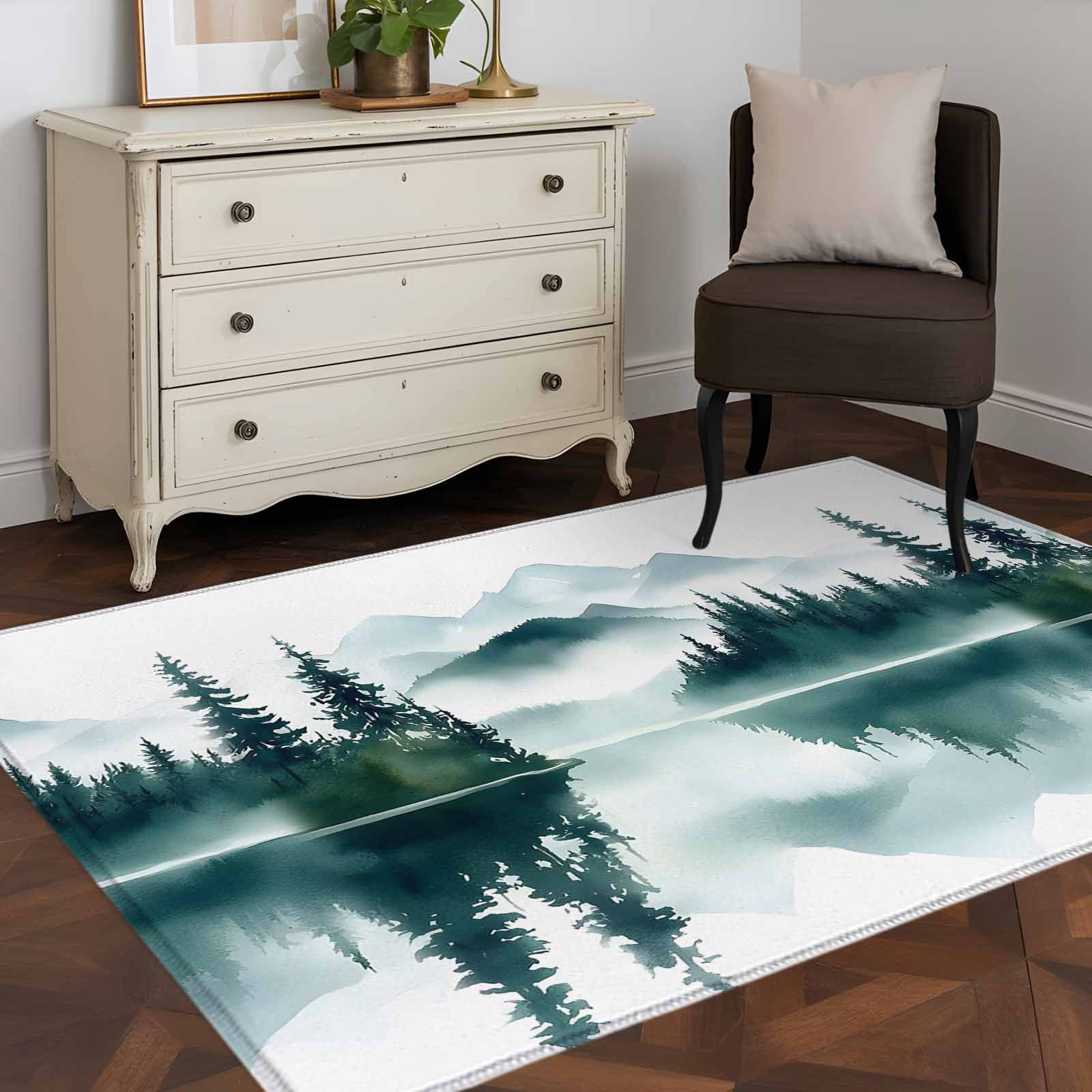 3'x5' Area Rugs, Ink Green Lake Forest Indoor Outdoor Area Rug for ...