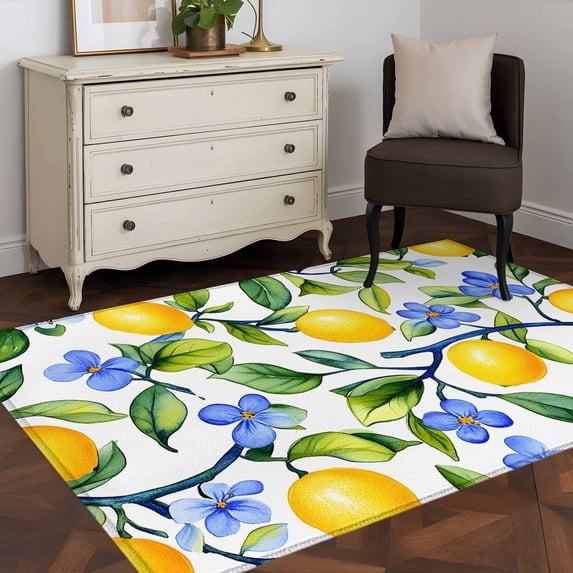 3'x5' Area Rugs, Lemon Flower Indoor Outdoor Area Rug for Living Room ...