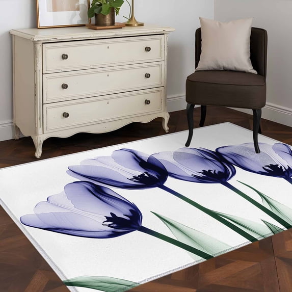 3'x5' Area Rugs, Light Purple Tulip Indoor Outdoor Area Rug for Living ...