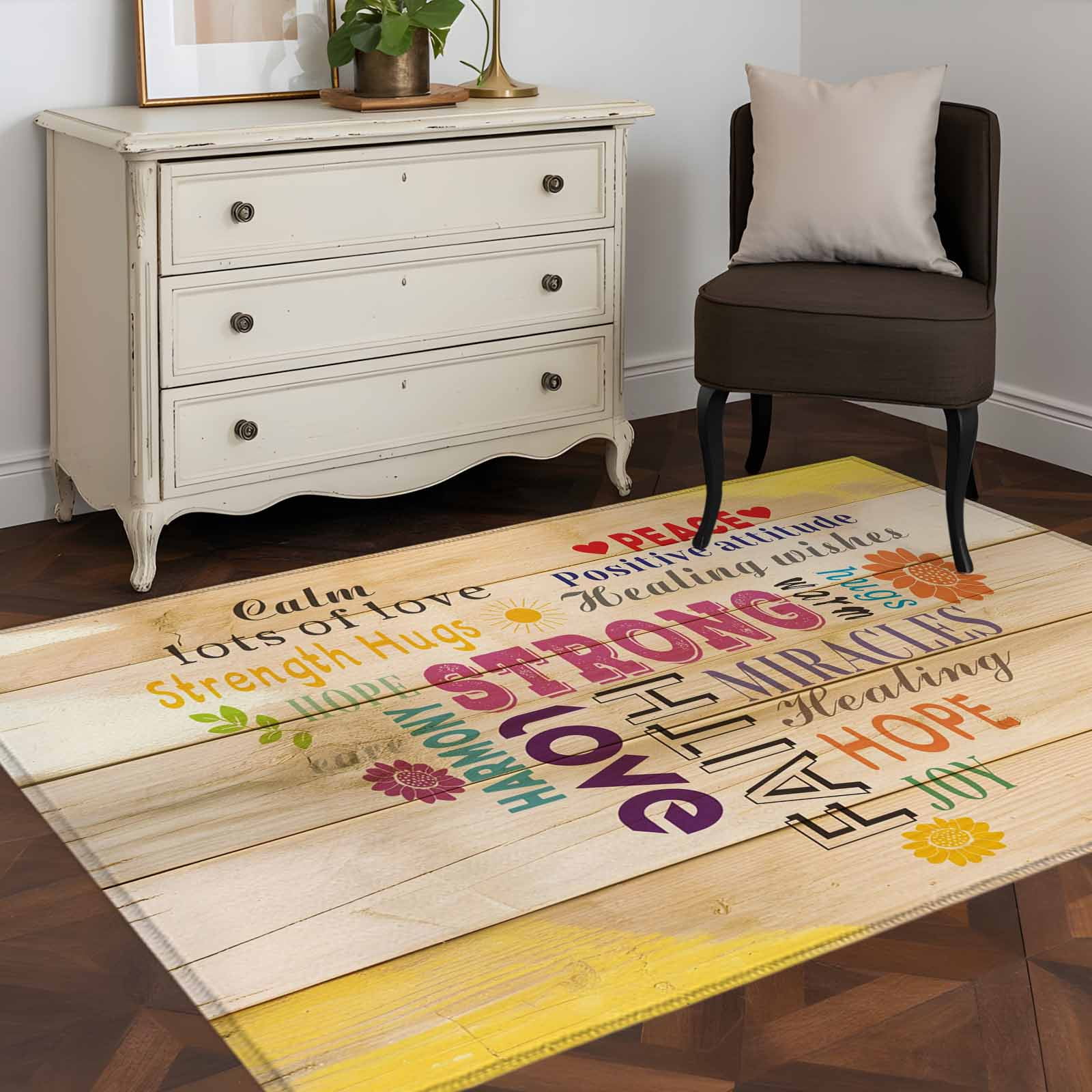3'x5' Area Rugs, Love Peace Text Indoor Outdoor Area Rug for Living ...