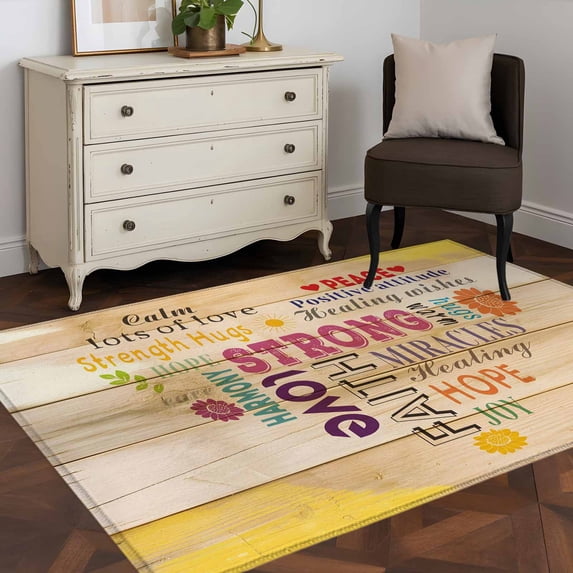 3'x5' Area Rugs, Love Peace Text Indoor Outdoor Area Rug for Living ...