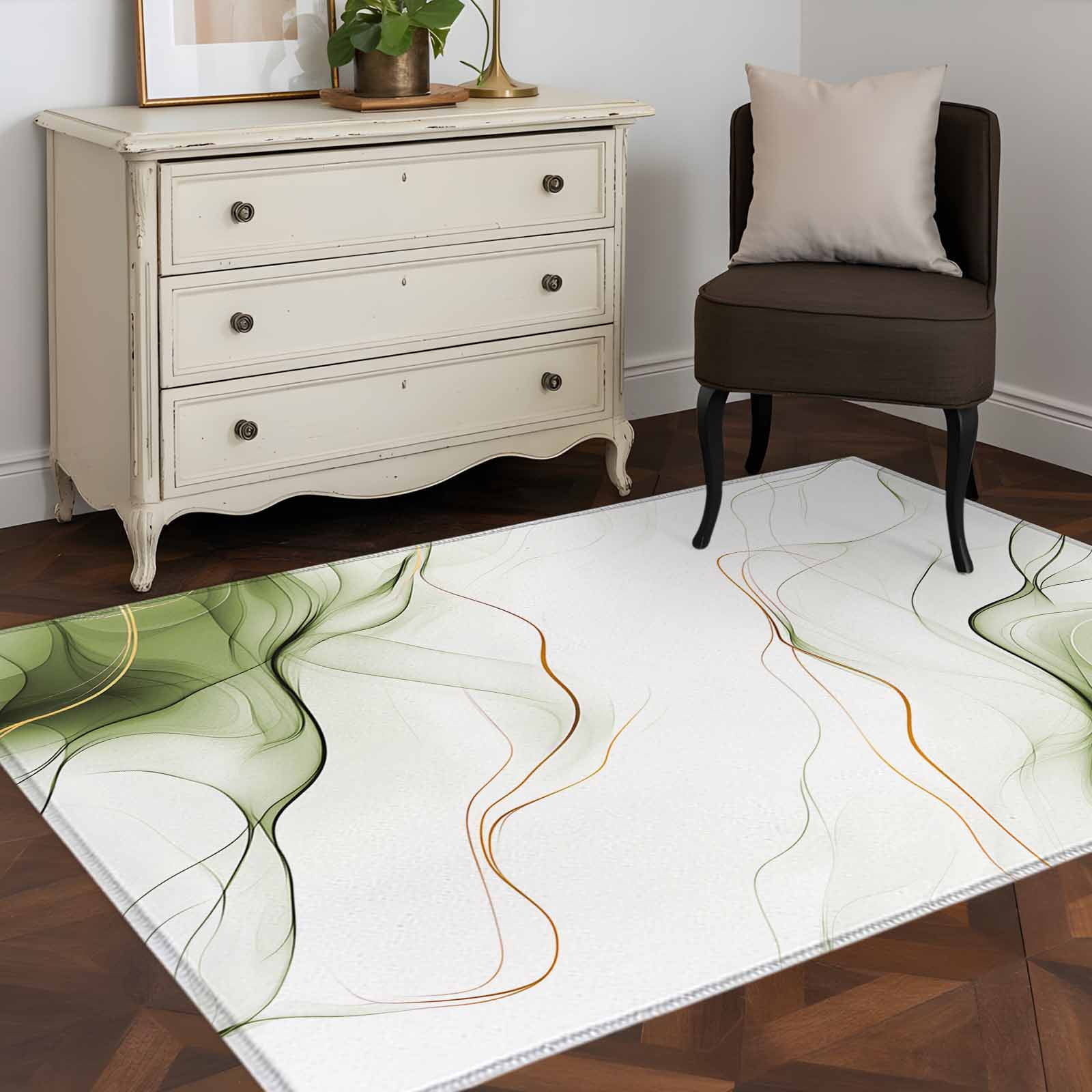 3'x5' Area Rugs, Marble Sage Green Indoor Outdoor Area Rug for Living ...