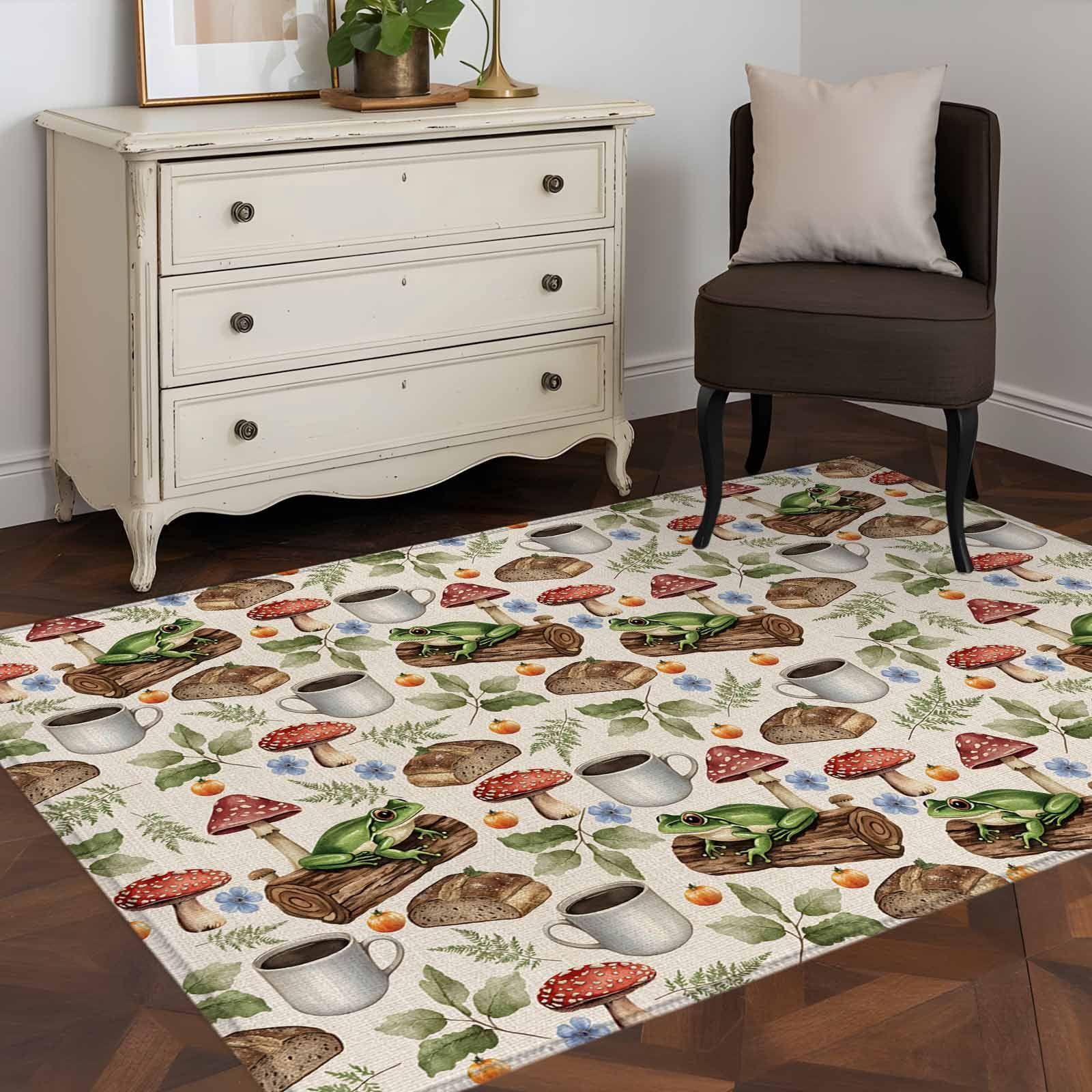 3'x5' Area Rugs, Mushroom Frog Indoor Outdoor Area Rug for Living Room ...