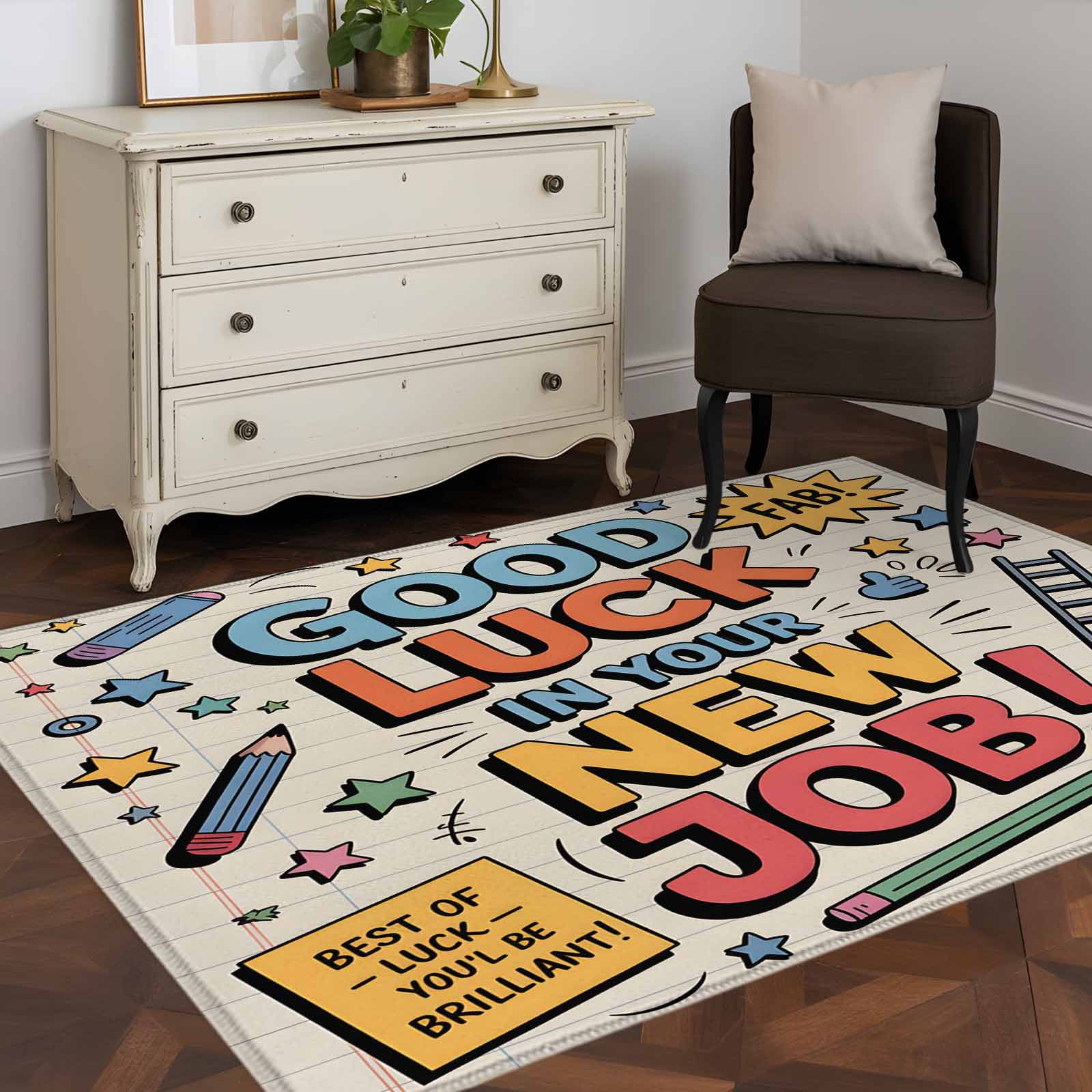 3'x5' Area Rugs, Orange Blue Words Indoor Outdoor Area Rug for Living ...
