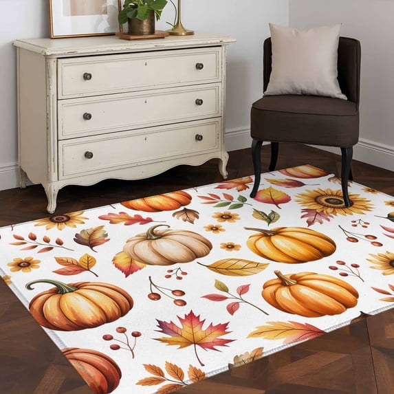 3'x5' Area Rugs, Orange Fall Indoor Outdoor Area Rug for Living Room ...