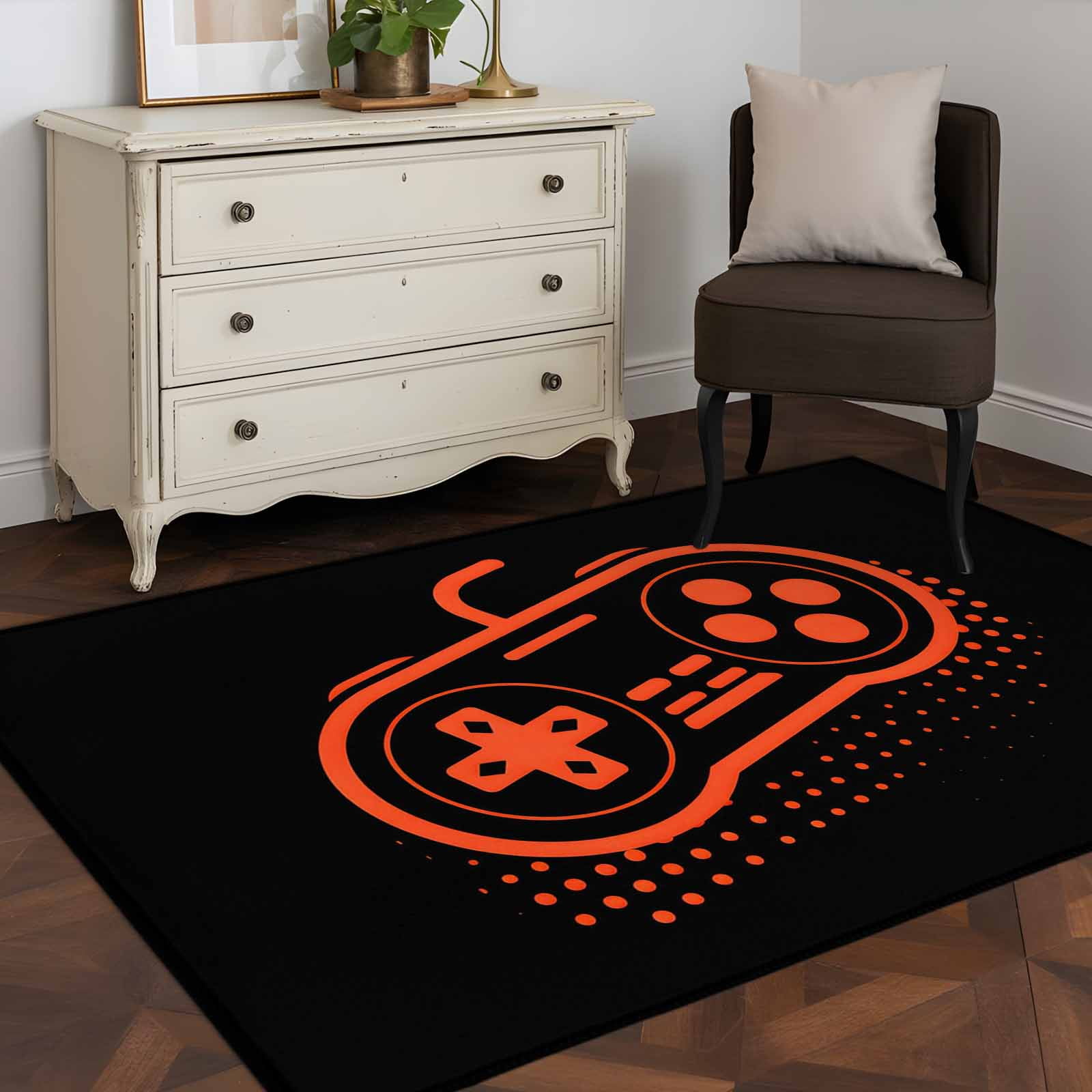 3'x5' Area Rugs, Orange Game Controller Indoor Outdoor Area Rug for ...