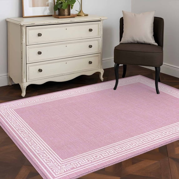 3'x5' Area Rugs, Pink Retro Greek Key Indoor Outdoor Area Rug for ...