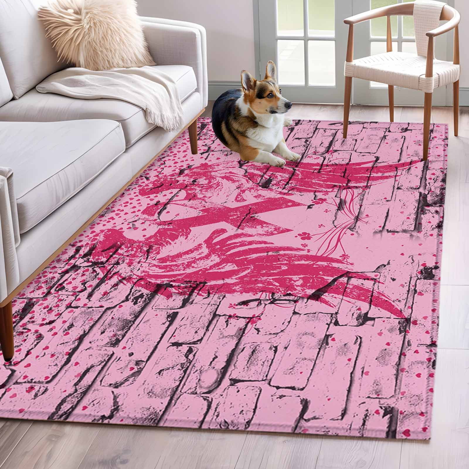 3'x5' Area Rugs, Pink Ribbon Indoor Outdoor Area Rug for Living Room ...