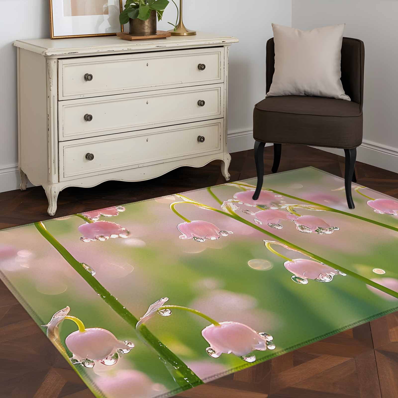 3'x5' Area Rugs, Pink Spring Floral Indoor Outdoor Area Rug for Living ...