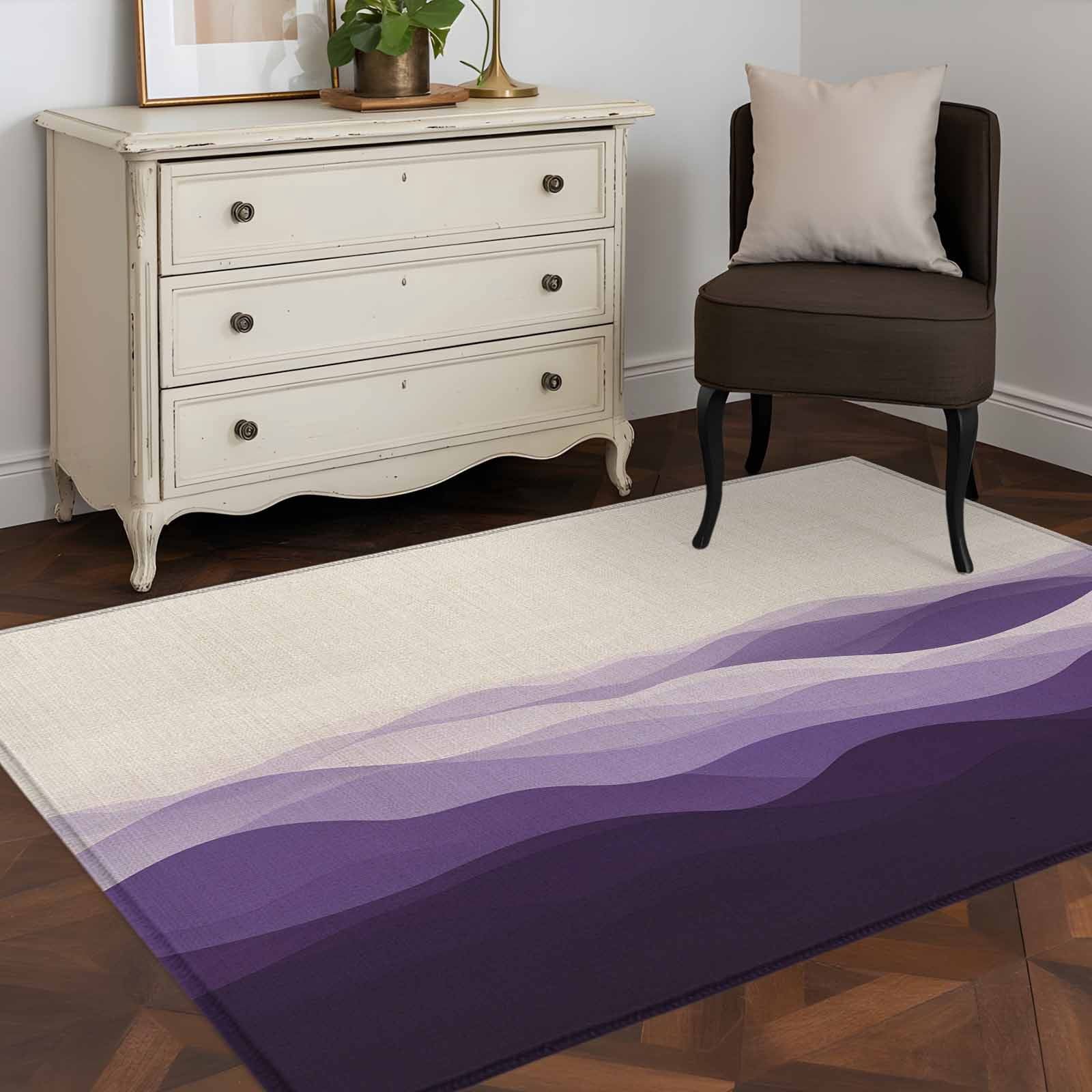 3'x5' Area Rugs, Purple Beige Ombre Indoor Outdoor Area Rug for Living ...