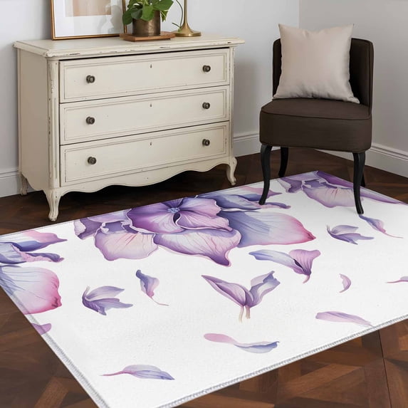 3'x5' Area Rugs, Purple Flower Indoor Outdoor Area Rug for Living Room ...