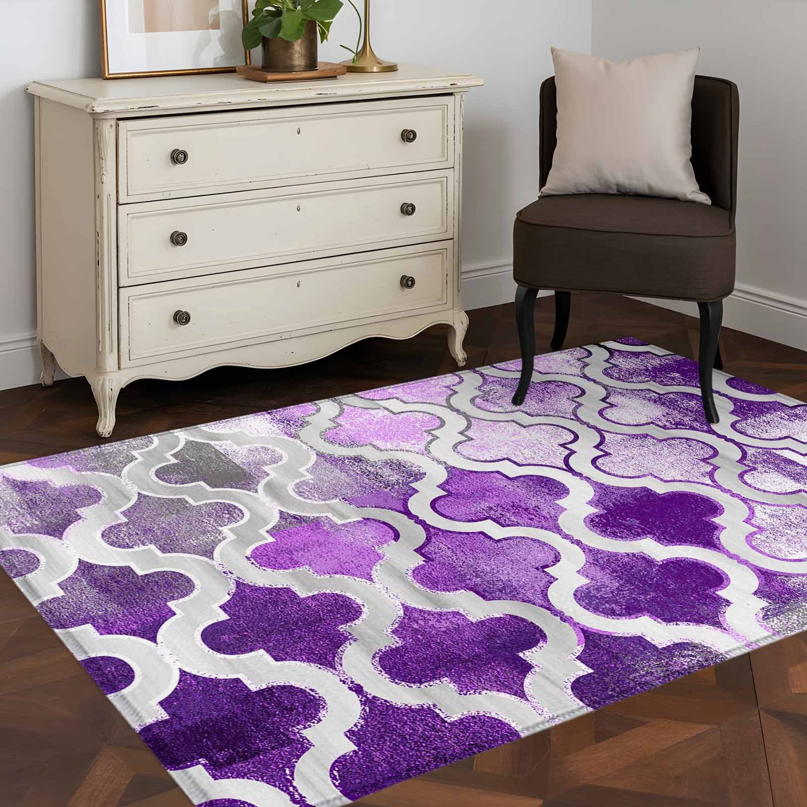 3'x5' Area Rugs, Purple Morocco Indoor Outdoor Area Rug for Living Room ...