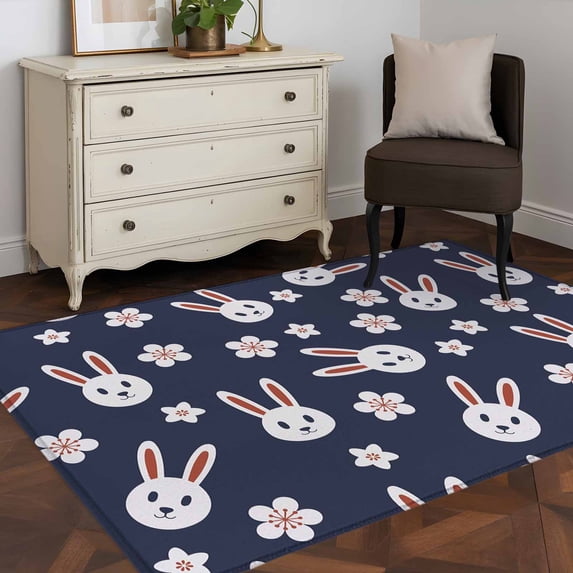 3'x5' Area Rugs, Rabbit Floral Indoor Outdoor Area Rug for Living Room ...