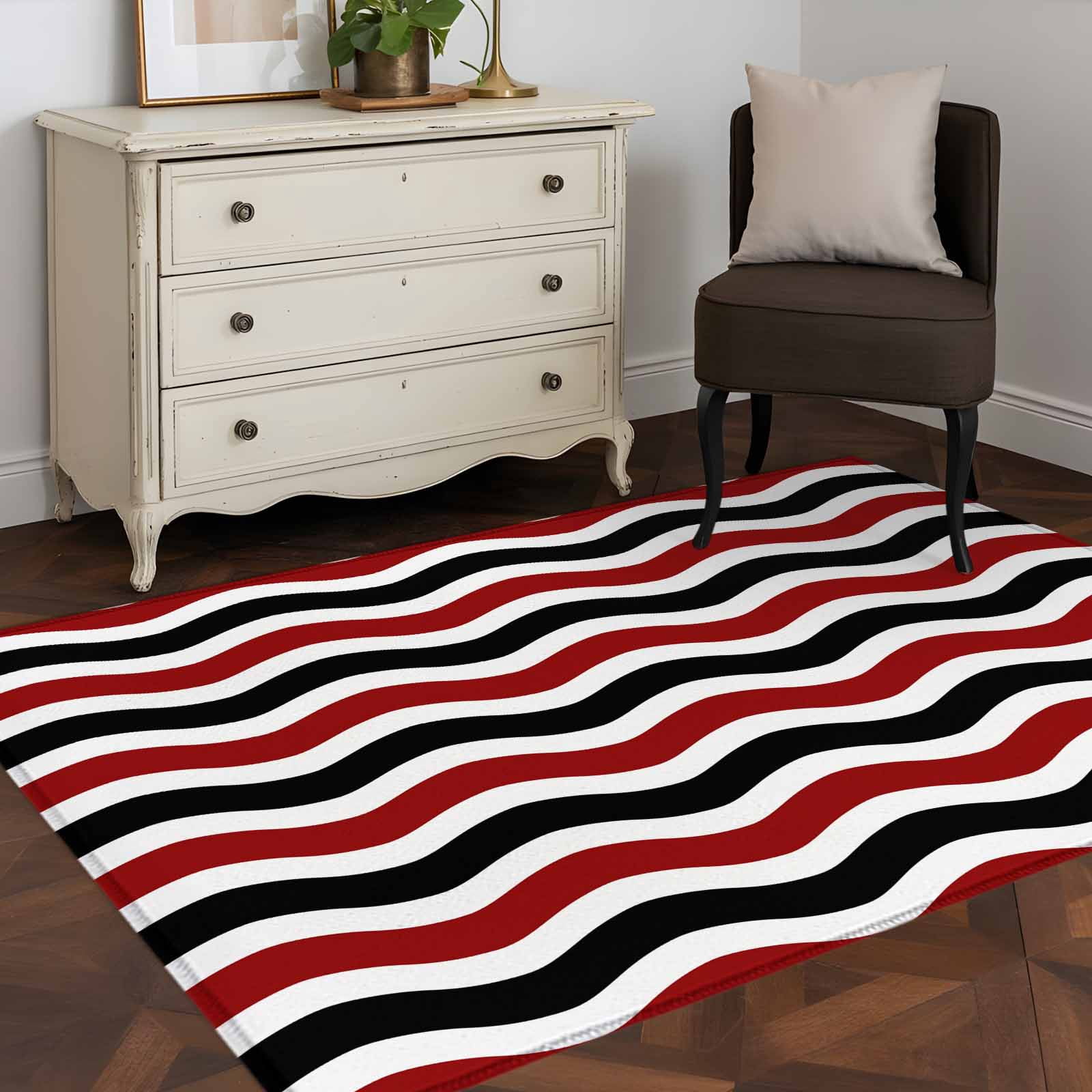 3'x5' Area Rugs, Red Black White Indoor Outdoor Area Rug for Living ...