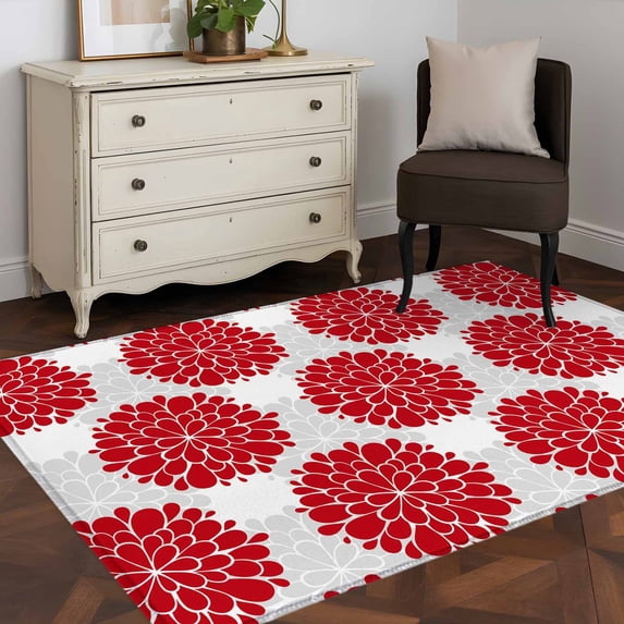3'x5' Area Rugs, Red Dahlia Indoor Outdoor Area Rug for Living Room ...