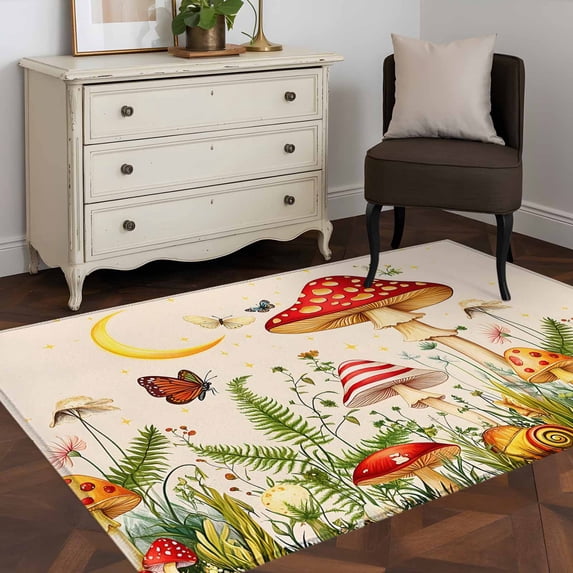 3'x5' Area Rugs, Red Mushroom Indoor Outdoor Area Rug for Living Room ...