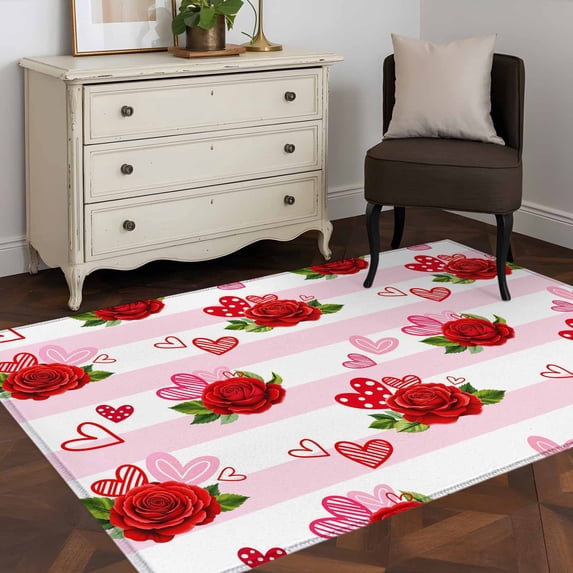 3'x5' Area Rugs, Red Roses Indoor Outdoor Area Rug for Living Room ...