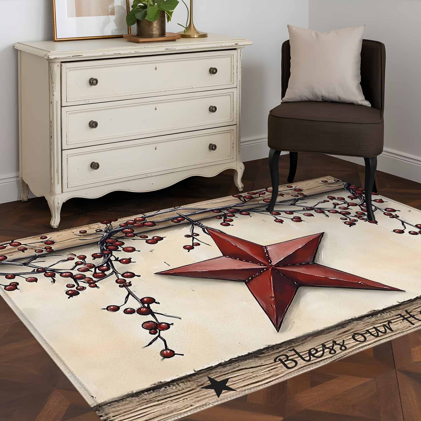 3'x5' Area Rugs, Red Texas Star Rustic Indoor Outdoor Area Rug for ...