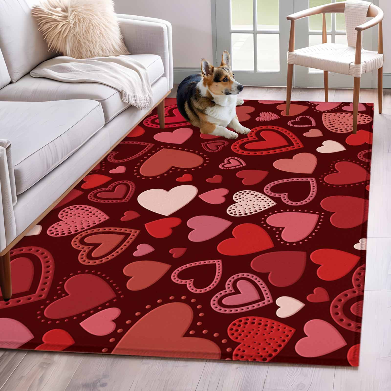 3'x5' Area Rugs, Red Valentine Indoor Outdoor Area Rug for Living Room ...