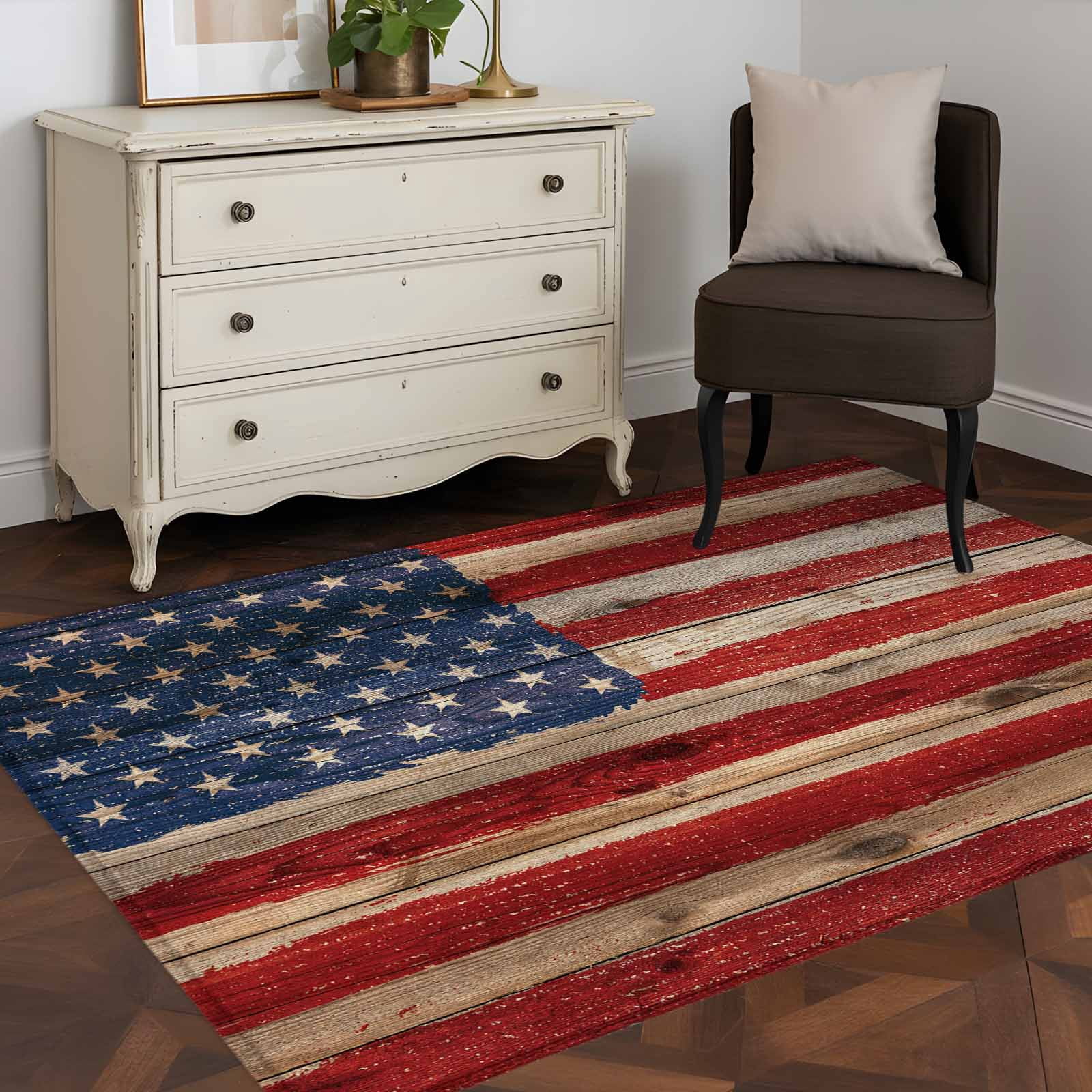 3'x5' Area Rugs, Retro American Flag Indoor Outdoor Area Rug for Living ...