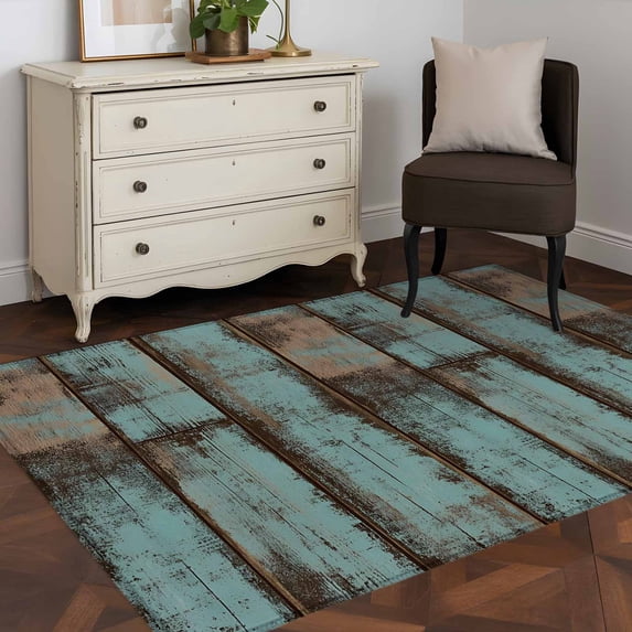 3'x5' Area Rugs, Retro Wooden Grain Indoor Outdoor Area Rug for Living ...